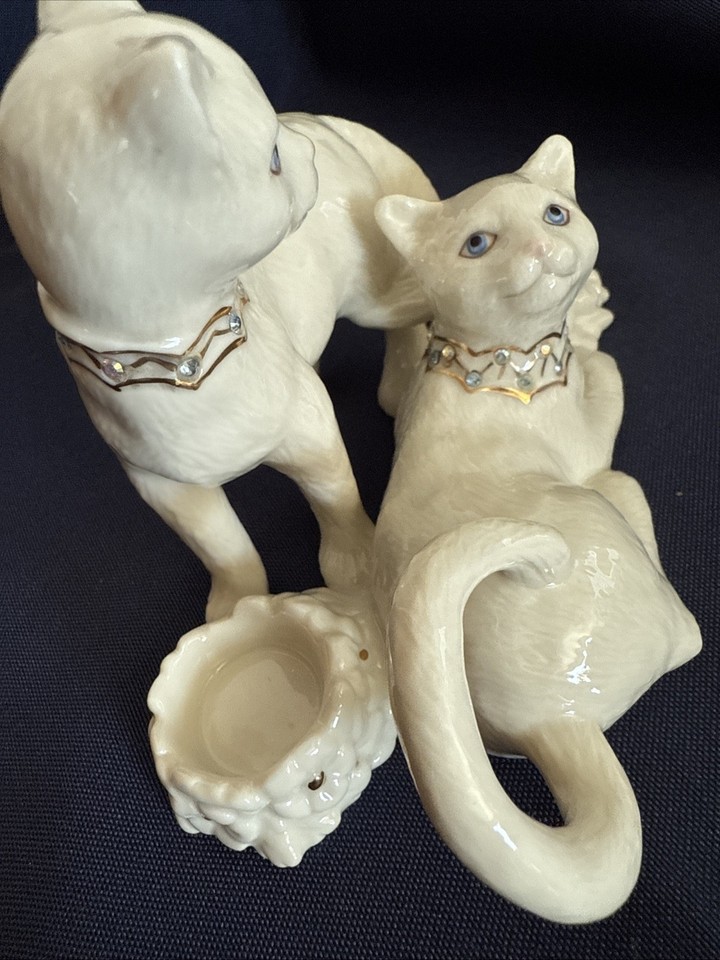 Lenox Sweet Devotion Cat Figurines 24k Gold Swarovski Crystals Jewels ...