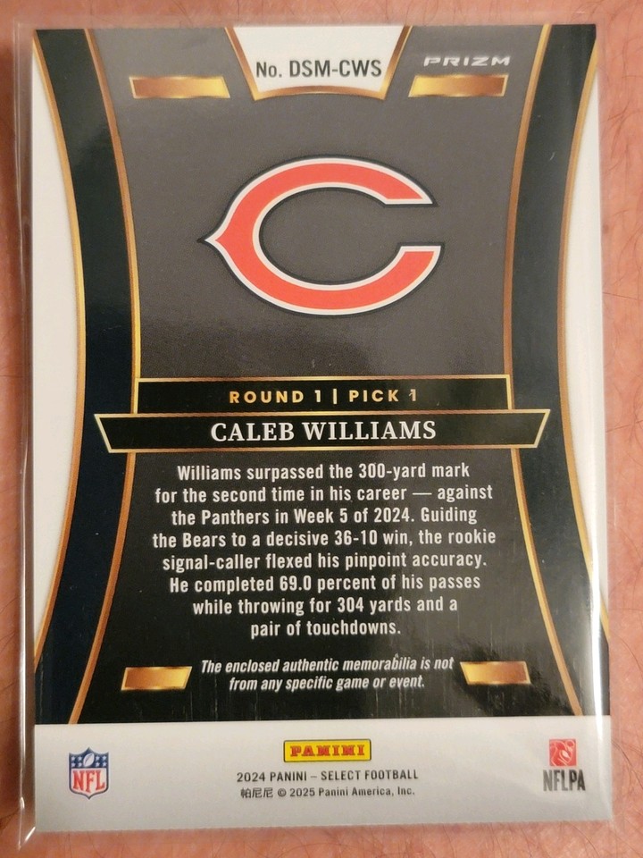 2024 Select Caleb Williams Draft Selections RED RC ROOKIE JERSEY # DSM ...