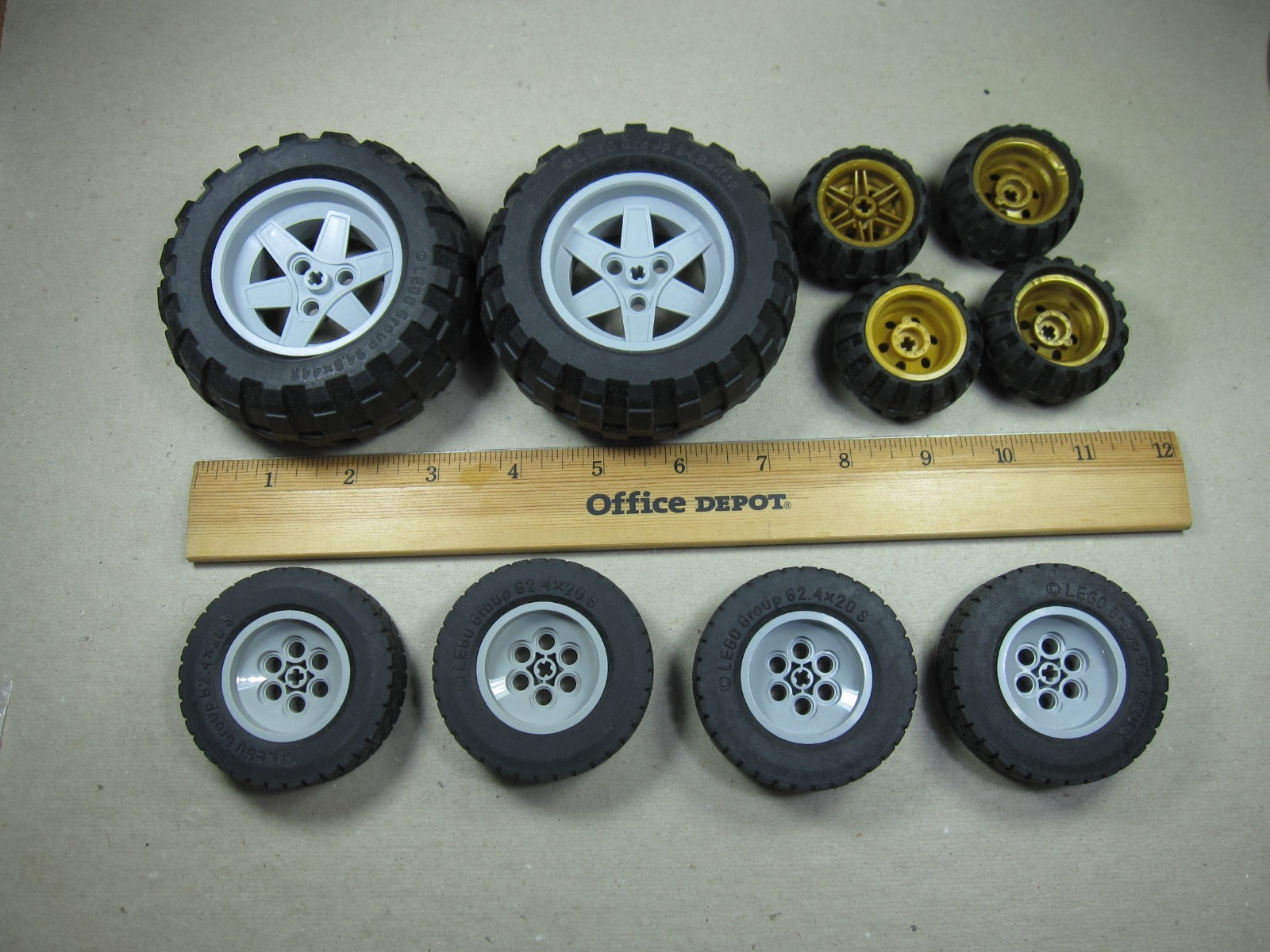 10 Genuine LEGO® Large Tires Wheels Rims 94.8x44 62.4x20 More - Bulk ...