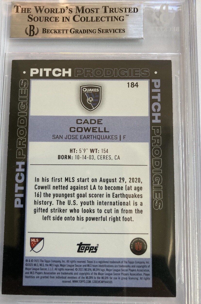 Cade Cowell Signed 2021 Topps Pitch Prodigies Rookie Card BAS Slabbed ...