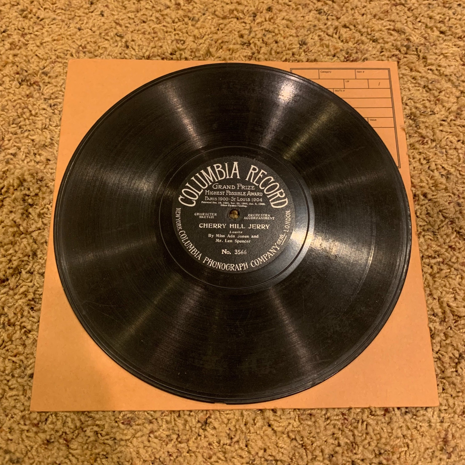 78 RPM Record Ada Jones Len Spencer Cherry Hill Jerry Ragtime Sketch 1 ...