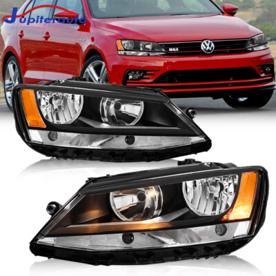 For 2011-2018 Volkswagen Jetta Headlights Headlamps Left + Right Black ...