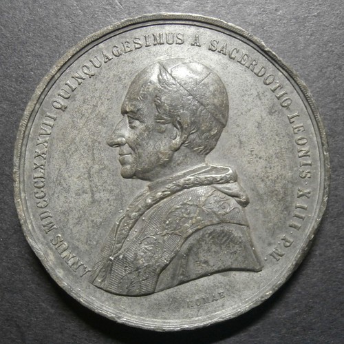 Vatican Italy medallion - 50th anniversary of priesthood 1887 Leo XIII ...