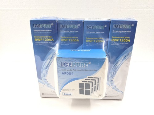ICEPURE 4x RWF1200A + AF004 (4 Pack) Refrigerator Air and Water Filters ...