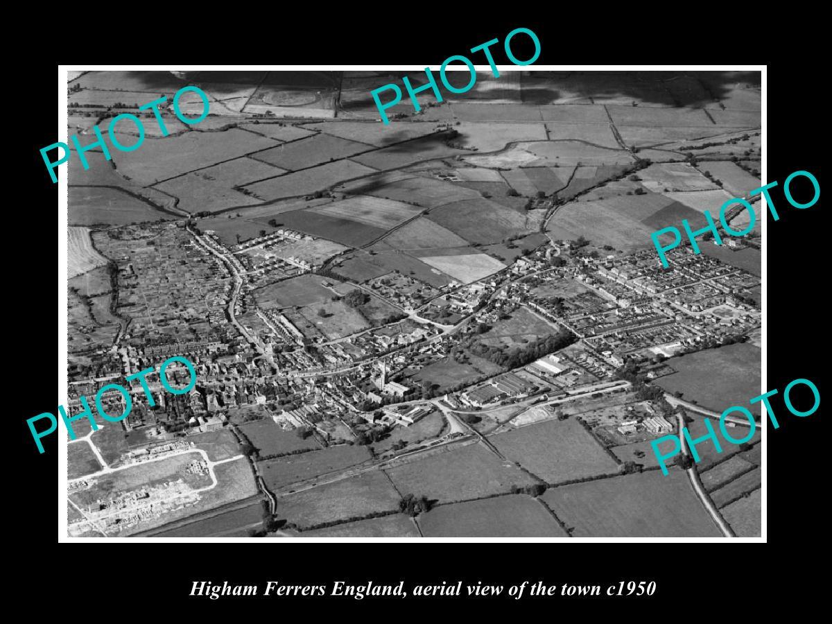 OLD LARGE HISTORIC PHOTO HIGHAM FERRERS ENGLAND AERIAL VIEW SHOWING ...