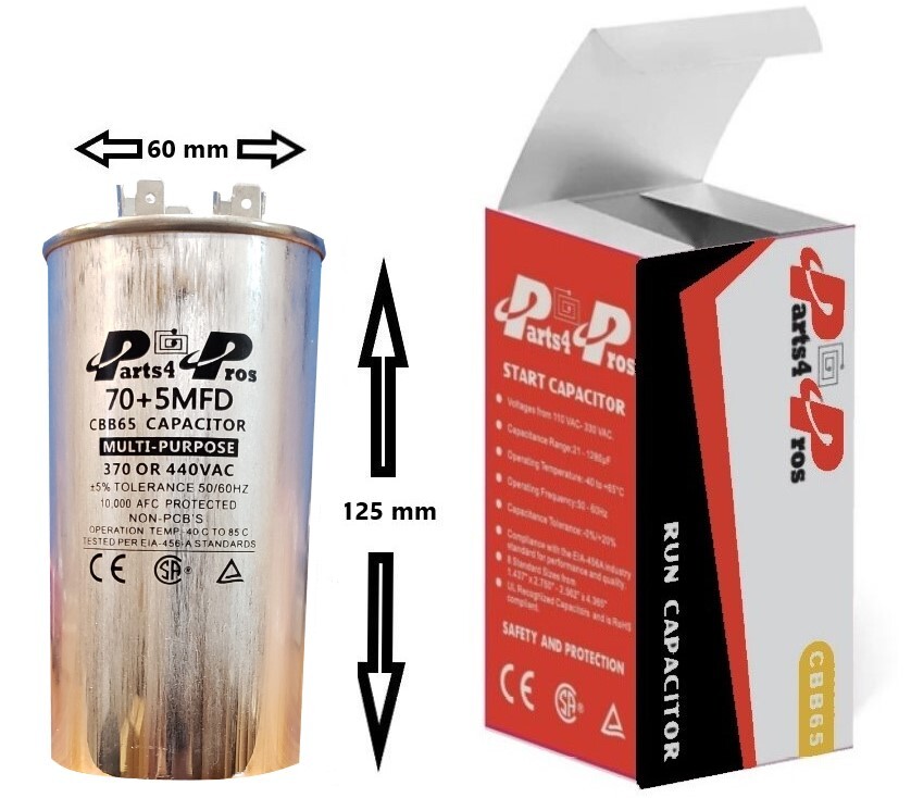 70+5 70/5 uF MFD (5x) High Quality Dual Run Capacitors 370-440 V VAC ...