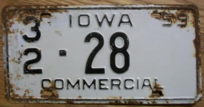 SINGLE IOWA LICENSE PLATE - 1959 - 32-28 - COMMERCIAL | eBay