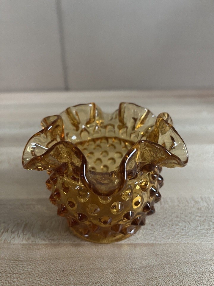 Fenton Small Hobnail Amber Planter/Votive 3” Tall | eBay