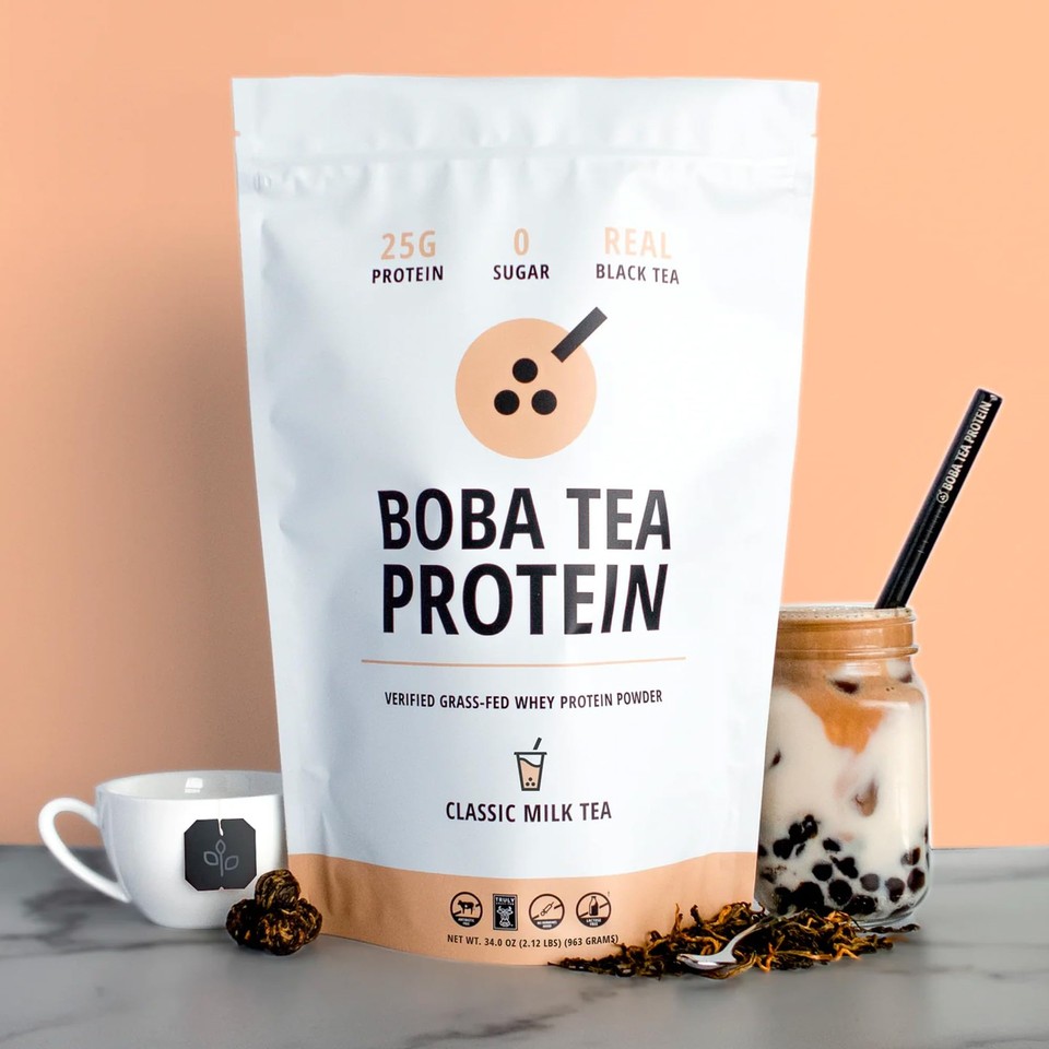 Boba Tea Protein Classic Milk Tea | 25g Grass-Fed Whey Protein Isolate ...
