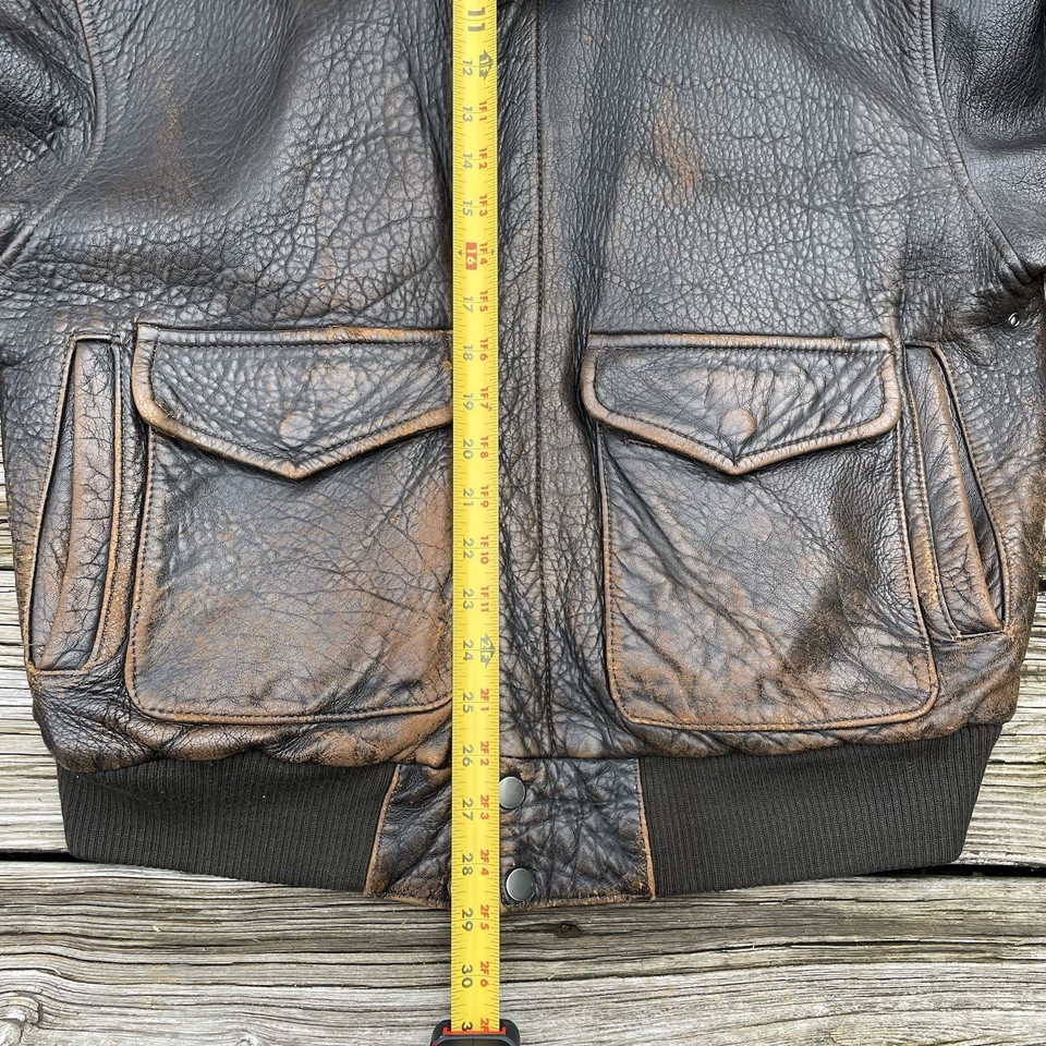 VTG Leather Adventure Bound shearling Collar Men’s M Bomber Jacket ...
