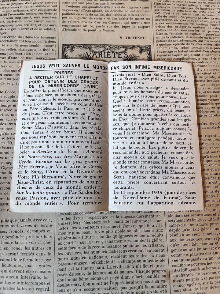 Saint Faustine Prayer Jesus Christ Vintage Holy French Catholic 1954 ...