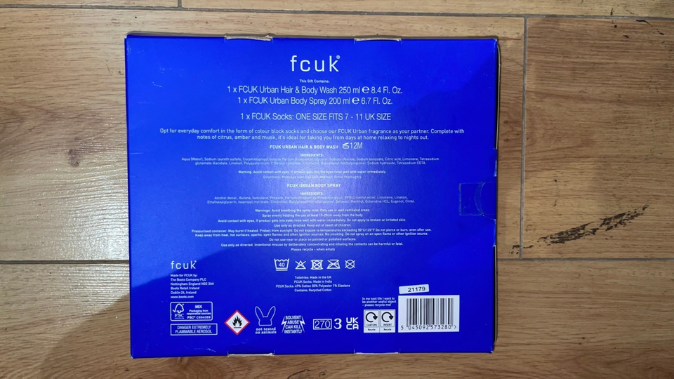 Fcuk Body Spray Hair And Body Wash And Sock Gift Set Unopened | eBay UK