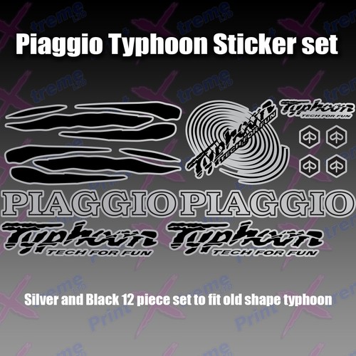 Piaggio Typhoon Tech for fun Decals/Stickers 50 80 125 172 183 SILVER ...