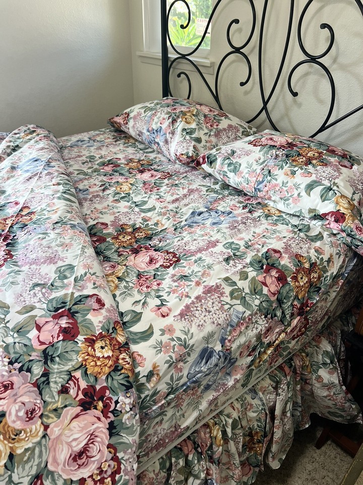 Ralph Lauren Allison Bedding 6pc Set Vintage Comforter Pillow Skirt ...
