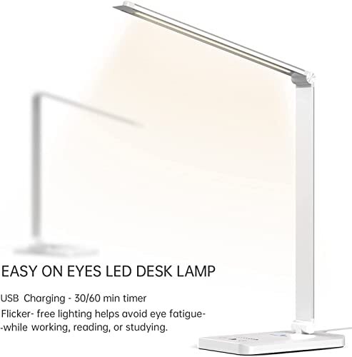 Led Desk Lamp With Usb Charging Port Dimmable Eyecaring Reading Desk ...