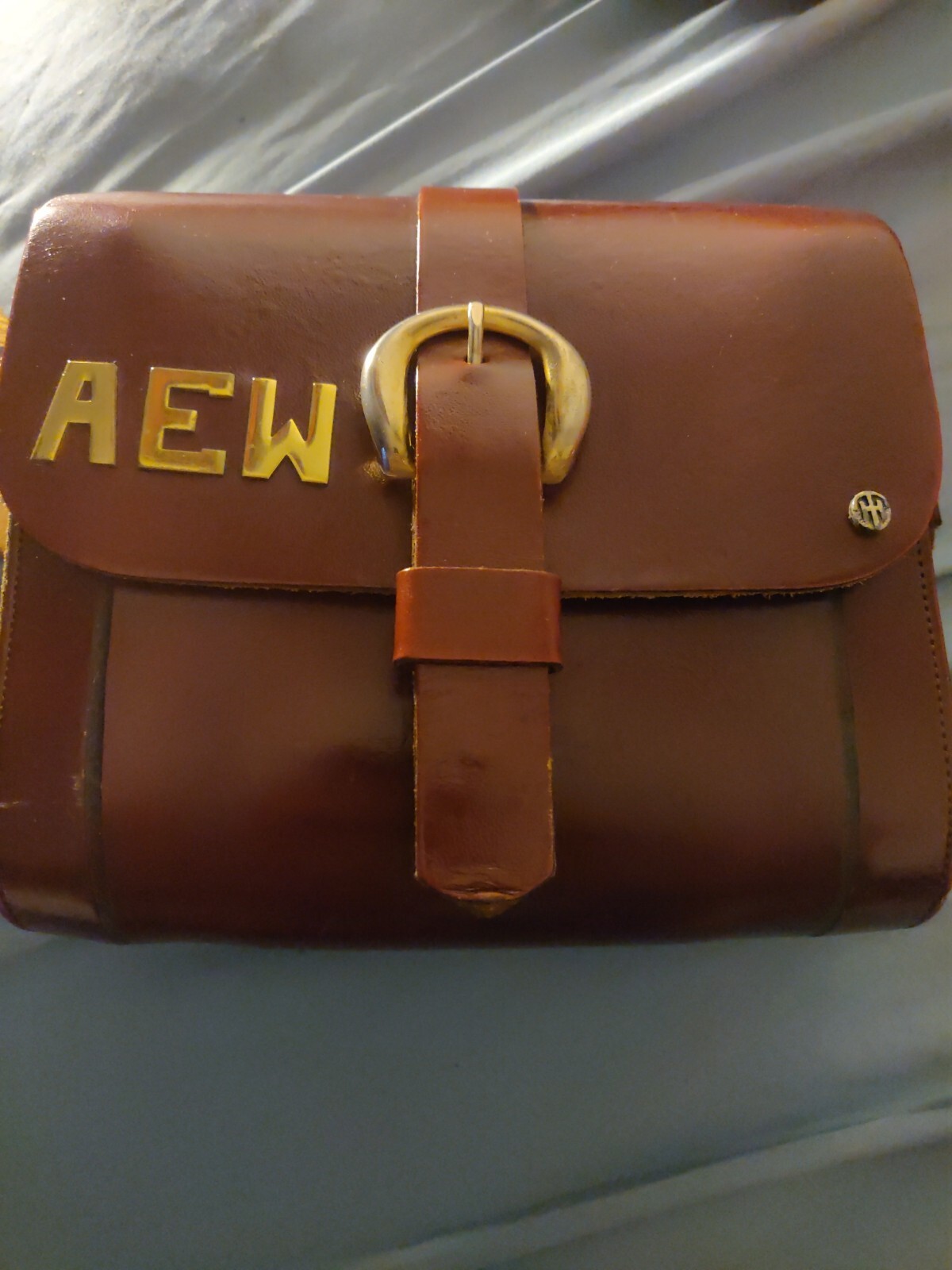 Vintage 1960s Thom Hird Originals AEW Monogram Brown Leather Box Purse ...