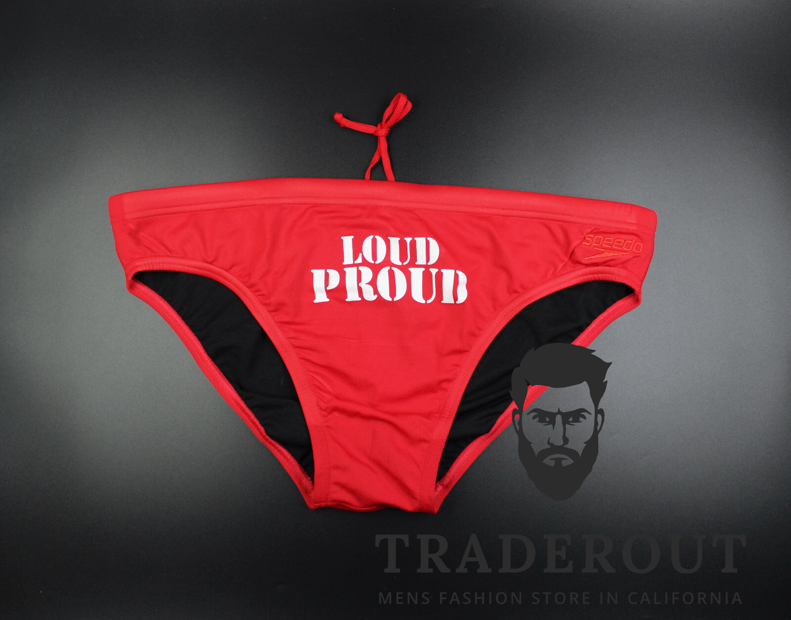 H.E.Arts Loud Pround logo custom print Speedo Men red Endurance+ swim ...