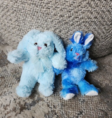 Lot Of 2 Plush Bunny Rabbits Blue Easter Toy Rabbit Stuffed Animal ...