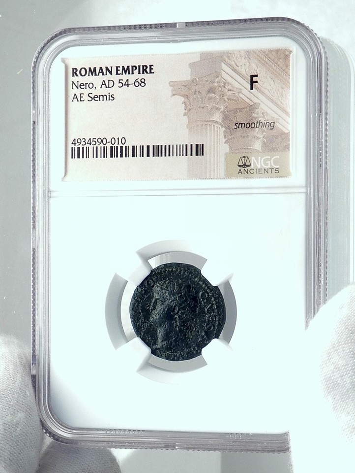 NERO Authentic Ancient 66AD Lugdunum Lyons Genuine Roman Coin ROMA NGC ...