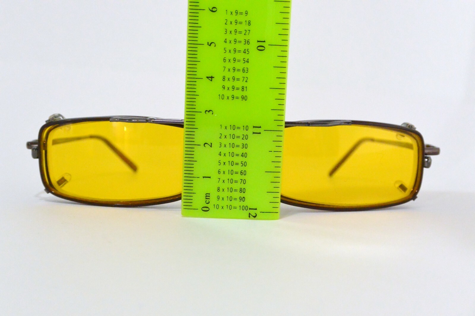 NEARSIGHTED DISTANCE EYEGLASSES gunmetal YELLOW CLIP-ONS powers -0.50 ...