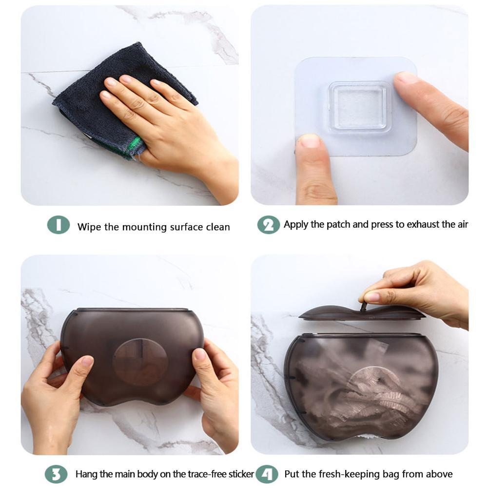 Wall-mounted Plastic Wrap Storage Box Apple-shaped Cling Film Dispenser ...