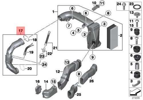 Genuine BMW F01N F06 F06N Intake Silencer Filtered Air Pipe OEM ...