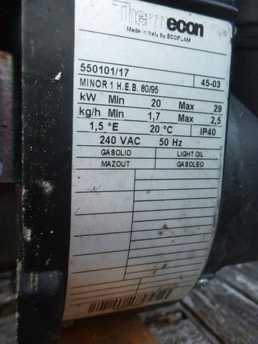 Thermecon MINOR 1 H.E.B 80/95 Oil boiler burner | eBay UK