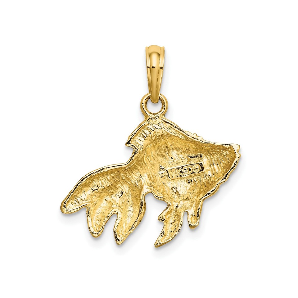 14k Yellow Gold Goldfish Pendant for Women Textured Scales Lucky Asian ...