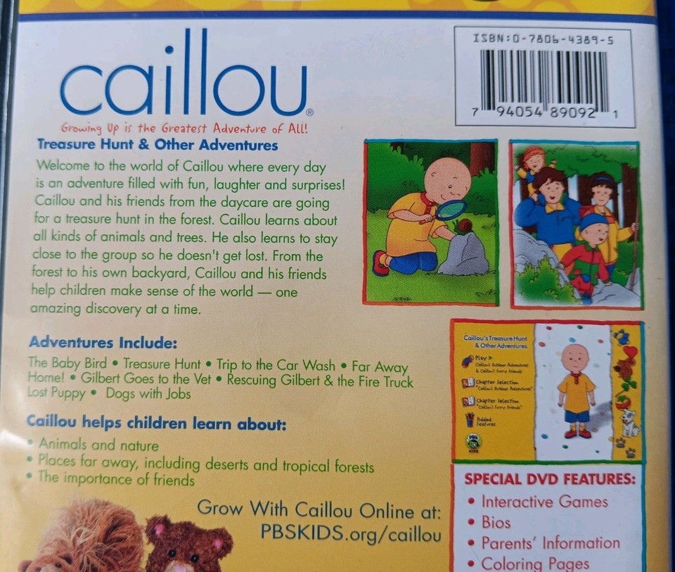 CAILLOU'S TREASURE HUNT & OTHER ADVENTURES (DVD 2003) Caillou: Volume 5 ...