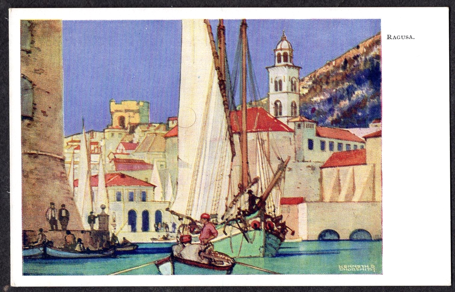 ARTIST SIGNED KENNETH SHOESMITH POSTCARD ROYAL MAIL LINE RAGUSA ITALY ...
