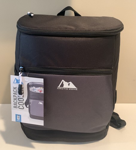 Arctic Zone 18 Can Capacity Insulated Black Padded Backpack Cooler ...