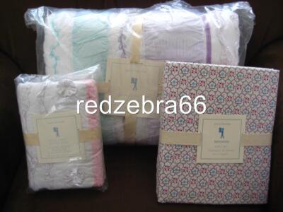 Pottery Barn Kids Bailey Ruffle Twin Quilt Sham Equa Brooklyn Sheet Set ...