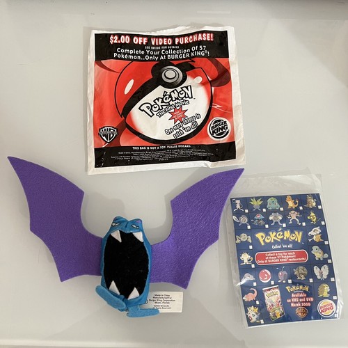 Golbat Plush Pokémon 1999 Burger King Toys Nintendo 3" inch + Packaging ...