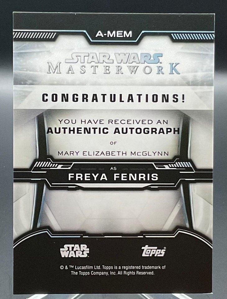 2019 Star Wars Masterwork autograph Mary Elizabeth McGlynn as Freya ...