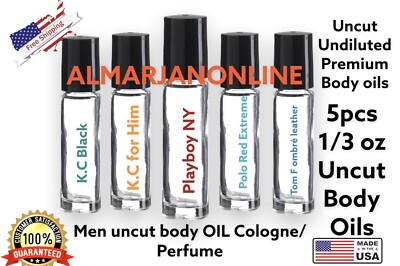 5x pcs 1/3 Oz Compare Cologne Body Oil Fragrance for Men Pure Uncut ...