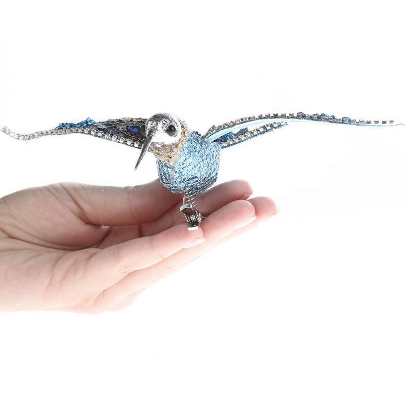 Set of 2 Sequin and Rhinestone Artificial 5" Long Hummingbirds with ...