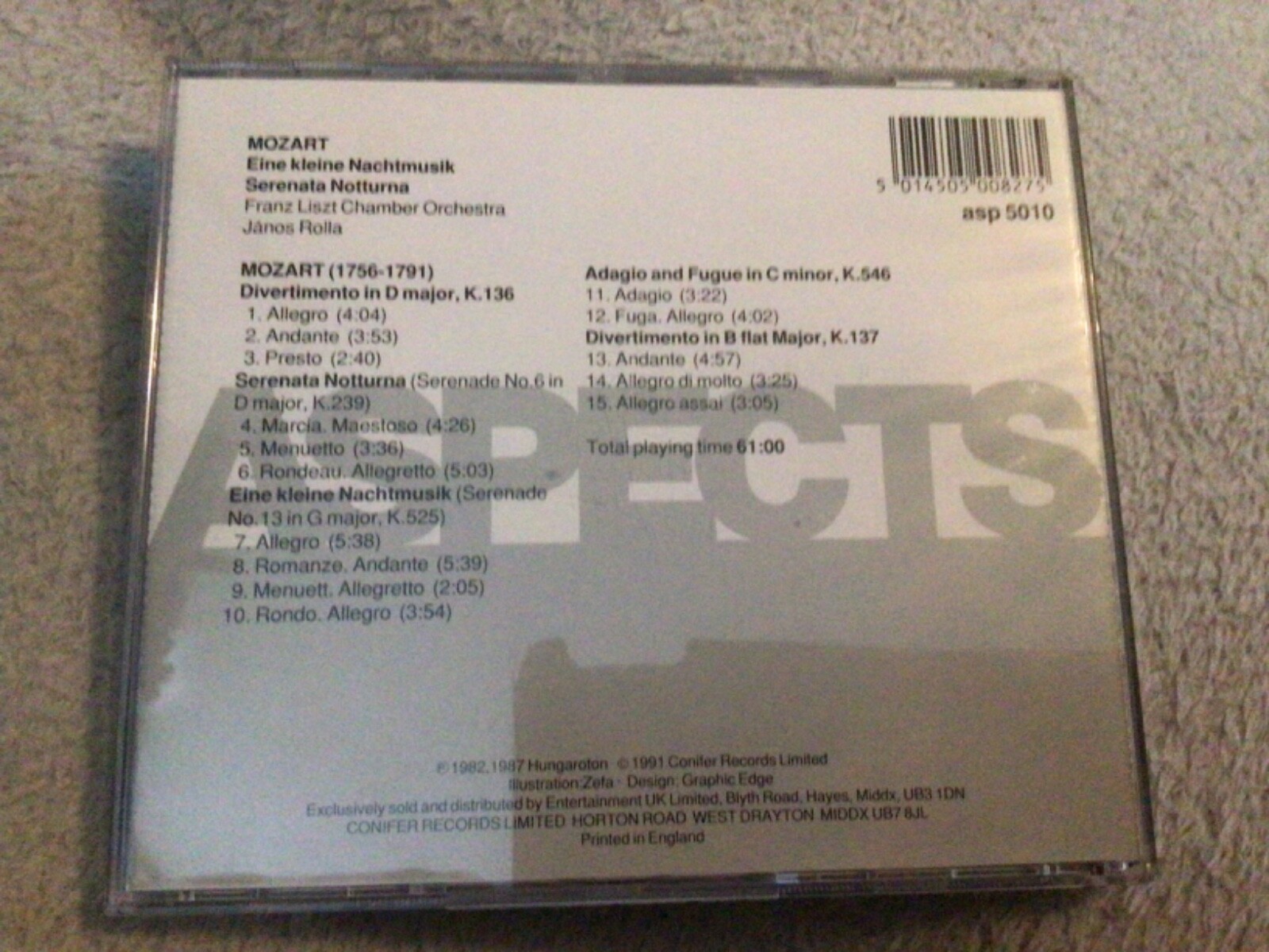 Mozart Essential Classics CD From Aspects in Full JEWEL Case for sale ...