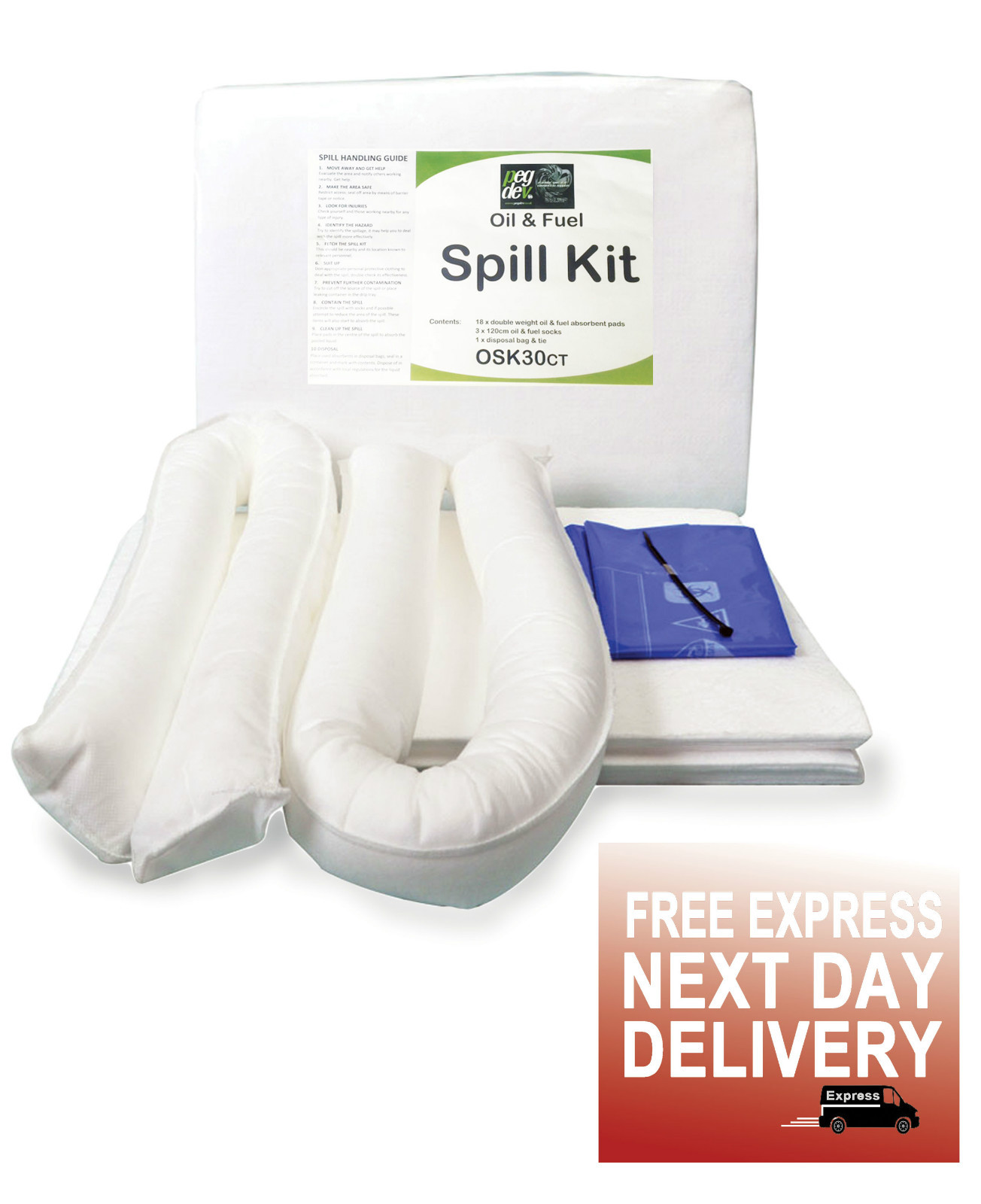 20 LITRE OIL & FUEL ONLY EMERGENCY SPILL KIT GARAGE WORKSHOP ...