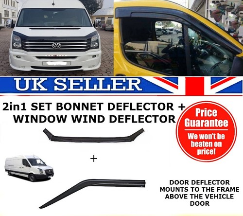 VW VOLKSWAGEN Crafter 2007-17 Wind Rain deflectors & Bonnet Deflector ...