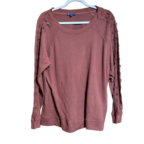 Democracy Sweater Womens Extra Large XL Orange Lace Inset Sleeves ...