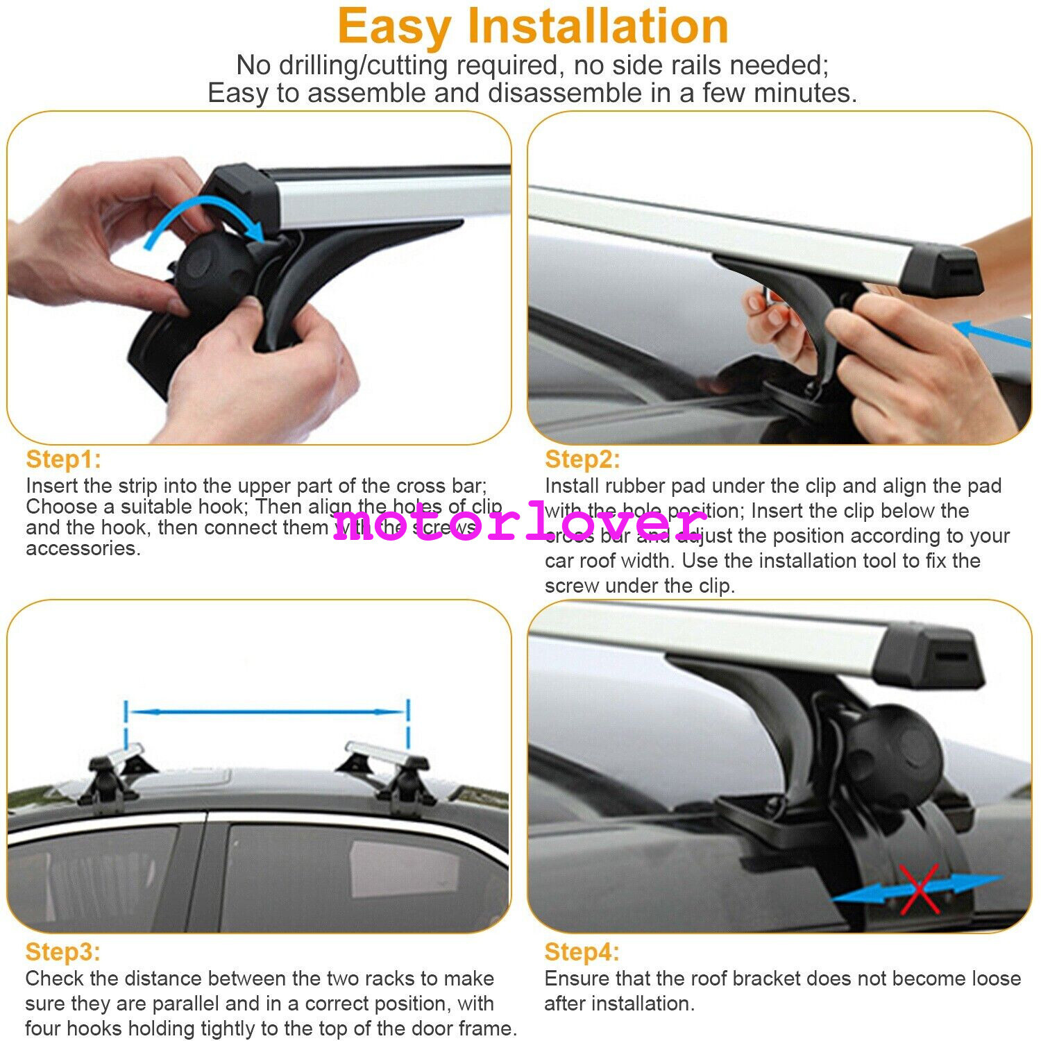 48" Car Universal Top Roof Rack Cross Bar Luggage Cargo Carrier Rails ...