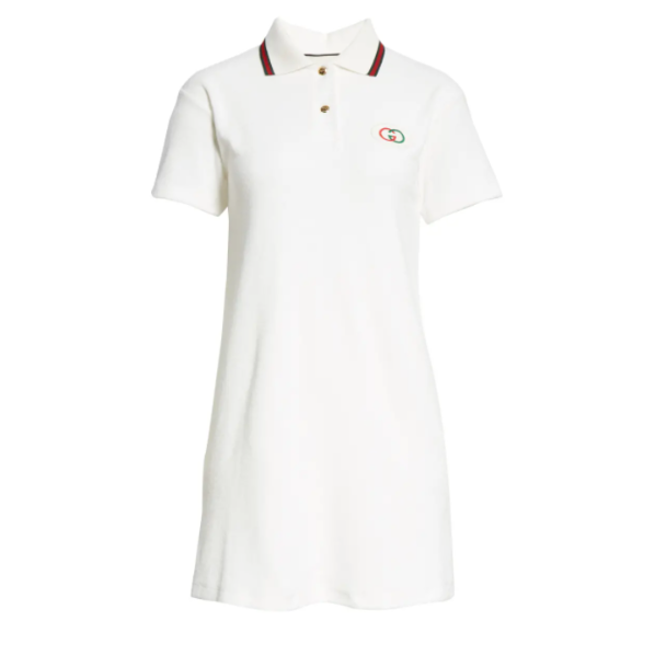 🤍 GUCCI Ivory Logo Patch Terrycloth Sport 80's Retro Tennis Polo Dress ...