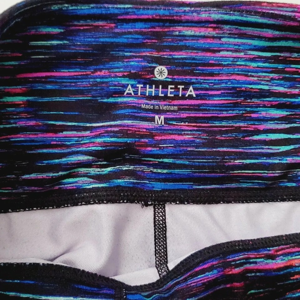 Athleta Medium High Rise Interstellar Mesh Chat 7/8 Tight Black Space ...