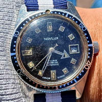 NOVLUX Skin Diver 20 ATM Automatic Vintage Stainless Steel Large 37mm ...