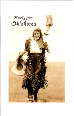 Howdy from Oklahoma Cowgirl Western Postcard Vintage Style Found Image ...