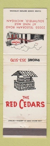 Matchbook Cover - The Red Cedars Restaurant Southfield MI WEAR | eBay