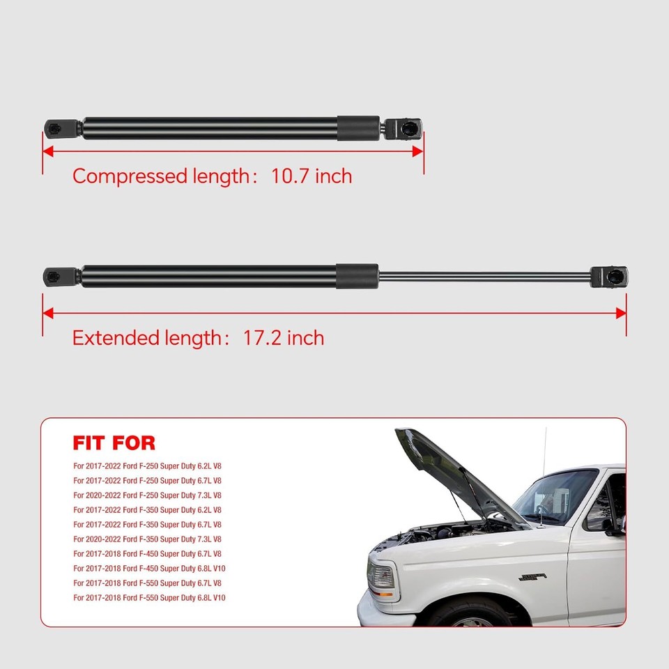2 Front Hood Lift Supports Strut Shock for Ford F-250 F-350 Super Duty ...