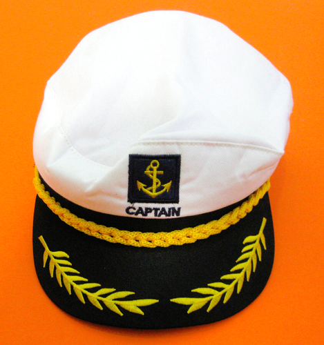 CAPTAIN'S Hat Men's White Skipper Cap (Adult Snapback) Nautical Sailing Anchor | eBay