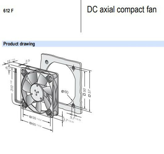 Ebm-papst 612F Axial Fan 12VDC 1.0W 83mA 60*60*15MM 2-wire Low-noise ...