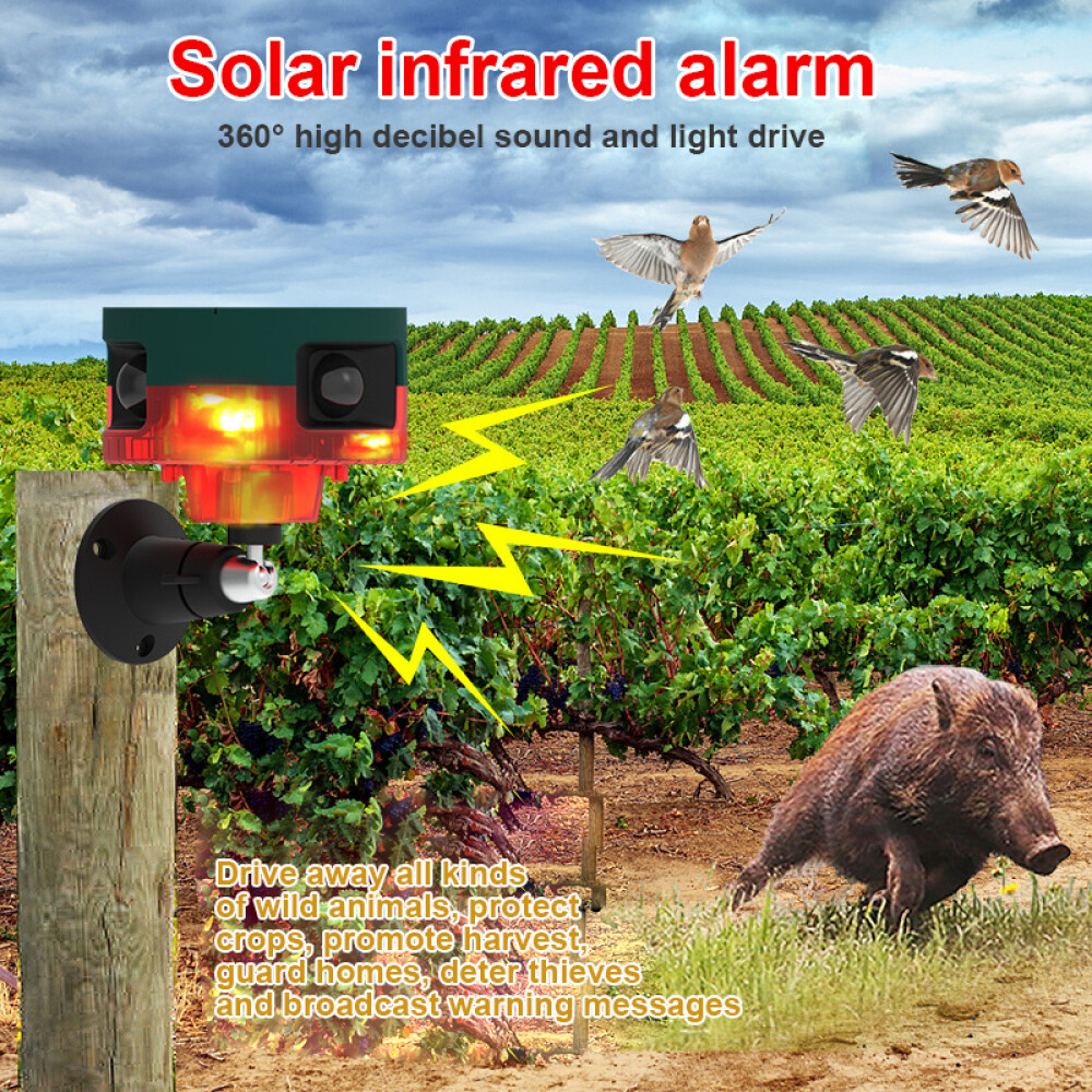 Solar Infrared Motion Sensor Alarm Detector 129dB Infrared Alarm Animal ...
